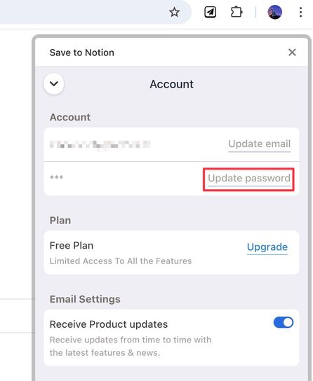 How to update your password? - Save to Notion Docs