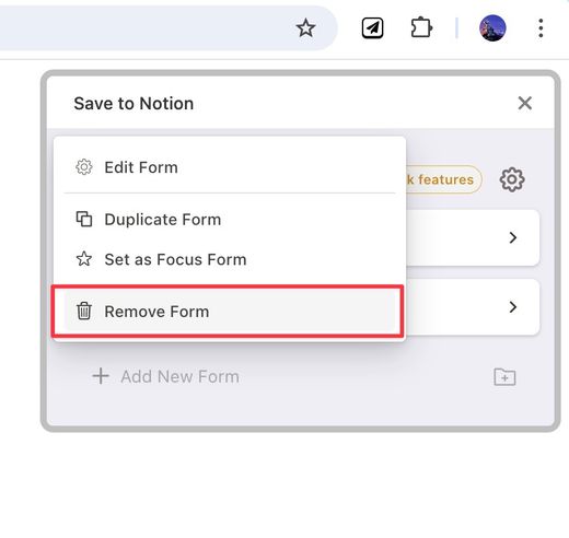 How to delete a form? - Save to Notion Docs