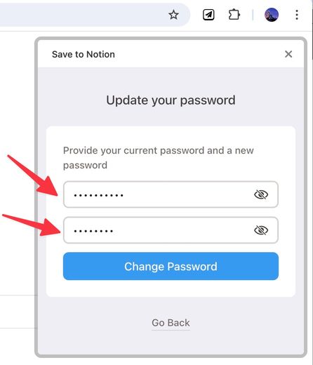 How to update your password? - Save to Notion Docs