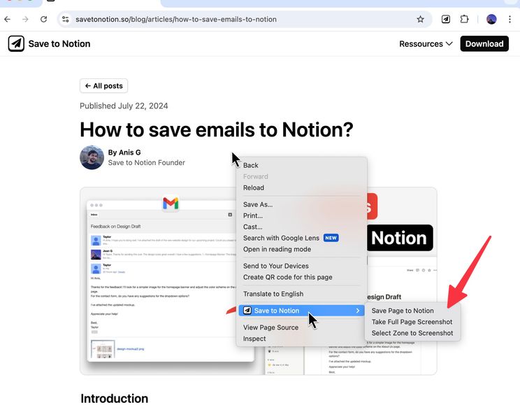 How to take screenshots? - Save to Notion Docs
